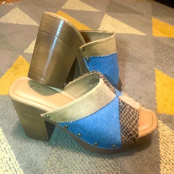 Shoes | Y2k Chunky Patchwork Clog Mule Platform Thick Heels Sz 7 | Poshmark